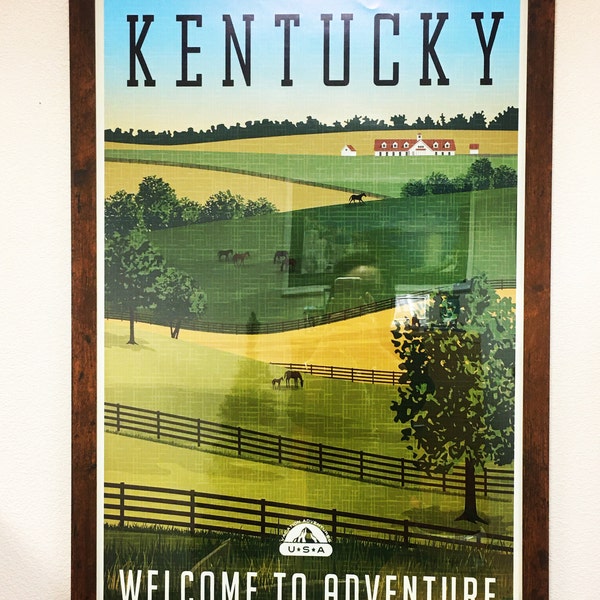 Retro Style Travel Poster, Kentucky Vintage Rustic Poster Print, Home ...