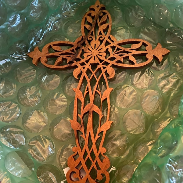 Large 13 Inch Majestic Cross Wall Hanging Religious Decor, Hand Cut ...