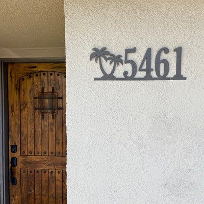 Palm Tree House Number Metal Sign Outdoor Sign House Numbers Address ...