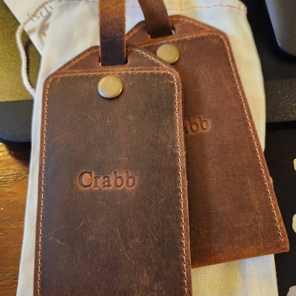 Personalized Leather Luggage Tag: Handmade Custom Duffle Bag Tag - Etsy