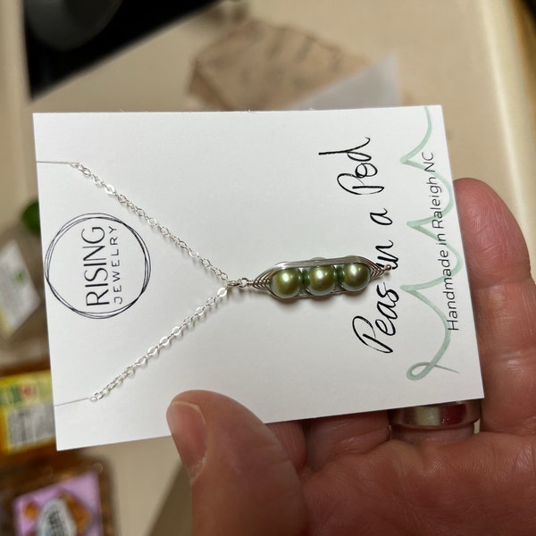 Four Peas in a Pod Necklace, Gift for New Mom, Quadruplets Present, 4 ...