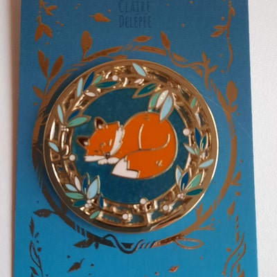 Cute Fox Pin : a Stained Glass Enamel Pin Featuring a Kawaii Sleeping ...