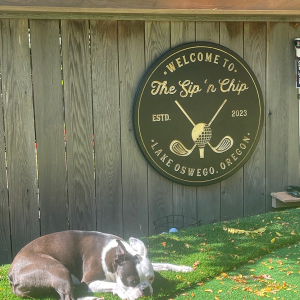 Personalized Golf Sign: Carved Wood Bar Decor, Golfer Gift - Etsy
