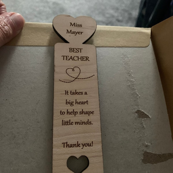 Personalised Wooden Teacher Bookmark, Book Lover Reading Gift, End of ...
