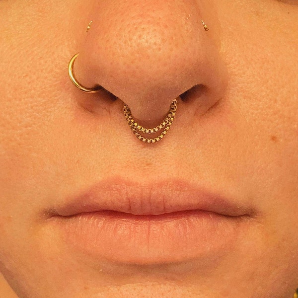 NEW BEATTI Draping Chain Collection Double Chain Theadless End Labret ...