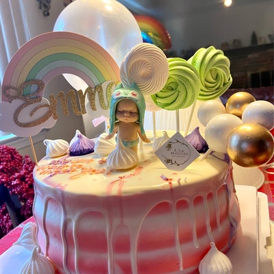 Rainbow Cake Topper in Pastel Colors Personalized Birthday Cake Topper ...