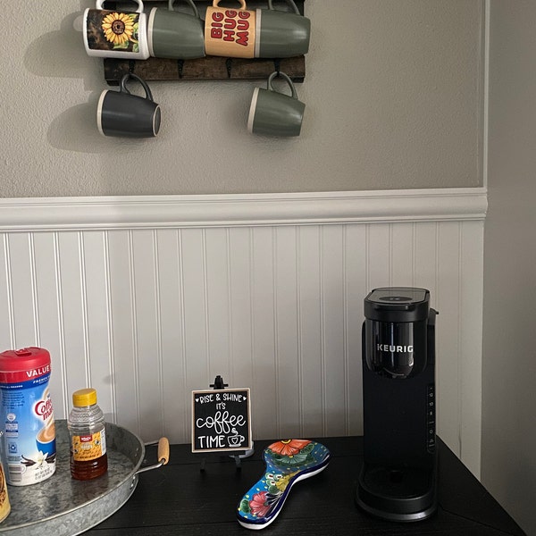 Coffee Bar Ceramic Tile Sign With Easel, Rise and Shine It's Coffee ...