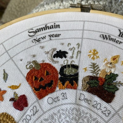 Yule Embroidery Pattern, Wheel of the Year : Calendar to Embroider ...