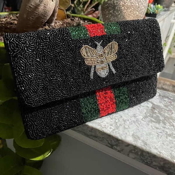 Double Side Beaded, Blue Evil Eye Beaded Clutch, Blue Beaded Purse ...