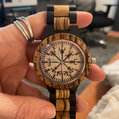 Engraved Thor's Hammer Mjolnir Wooden Watch Personalized - Etsy