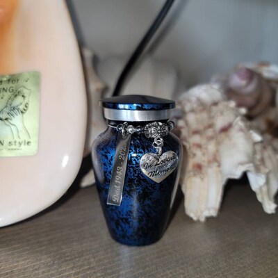 In Loving Memory Blue Heart Keepsake Urn Love Charms® Option - Etsy