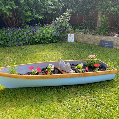 Large Boat Planter, Personalised, Plant/flower Pot, Garden, Pond, Home ...