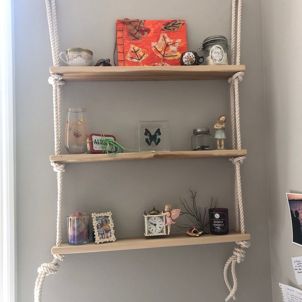 4-tier Pine / Custom Finish / Hanging Shelf - Etsy