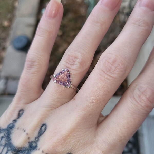 Large Intense Blue Lab Quartz in Sterling Silver Cocktail Ring 8.9ct ...