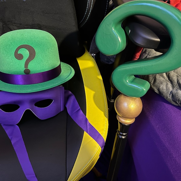 RIDDLER CANE Green Black Question Mark Costume Walking Stick Prop Cosplay Comic Con - Etsy