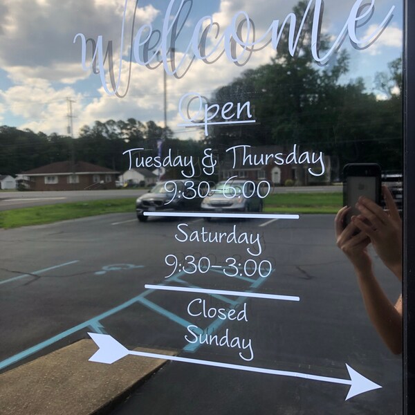 Business Hours Vinyl Decal | Open to Close Storefront Sign - Etsy