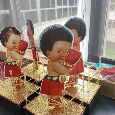 Little Prince Boxer Red Shorts & Gloves Gold Championship Belt Boxing ...