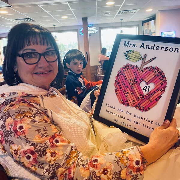 Crayon Apple Teacher Gift, Framed Crayon Personalized Apple, Heart ...