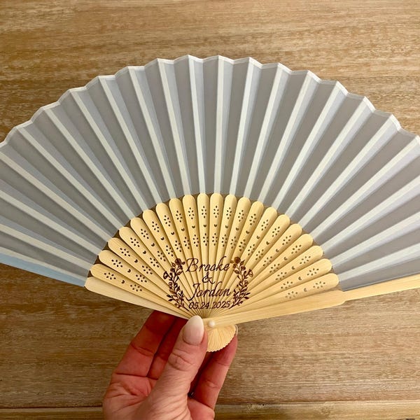 Personalized Wedding Hand Fans Custom Wooden Folding Handheld Fans ...