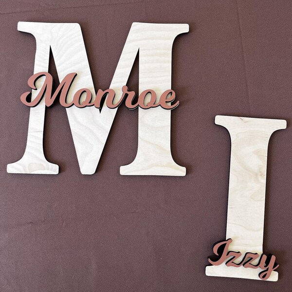 Custom Wooden Wall Name Sign Wood Big Letters Modern Nursery Bedroom ...