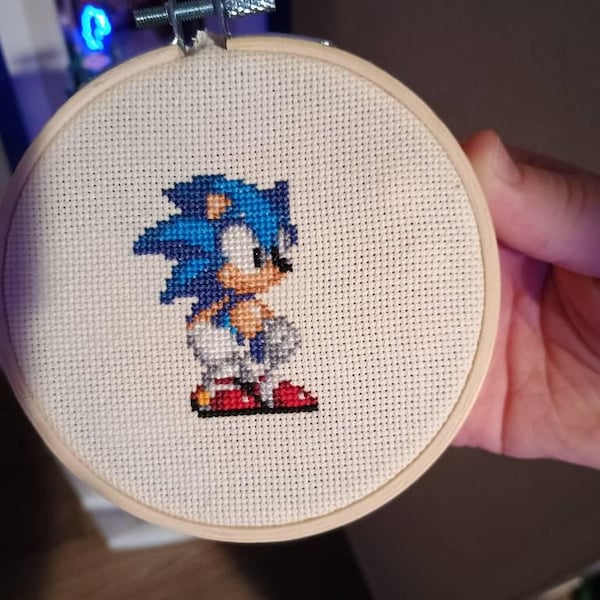 Sonic the Hedgehog Var. A | Sonic the Hedgehog Cross Stitch Pattern | Cute | Small | 4 Inch Hoop ...