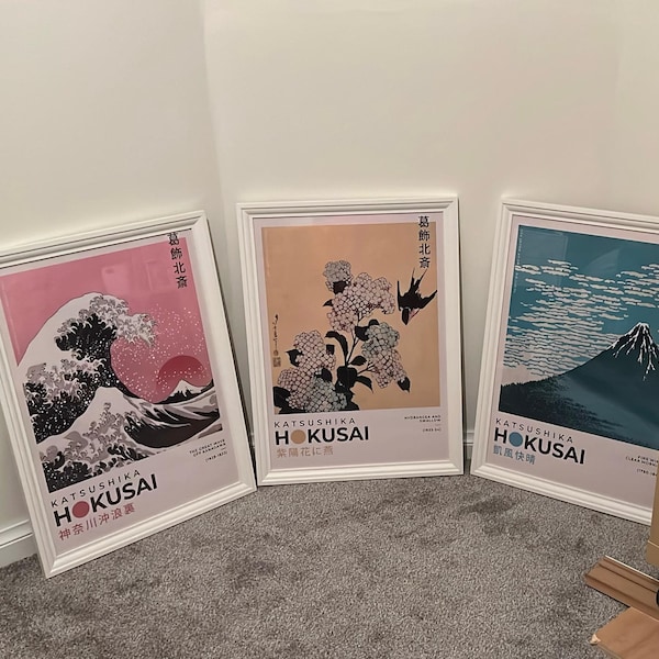 Katsushika Hokusai Set of 3 Print, Japanese Print Set, Gallery Wall Set ...