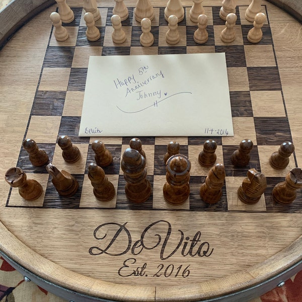 Laser Engraved Chess/checker Board Made From a Repurposed Napa Valley ...