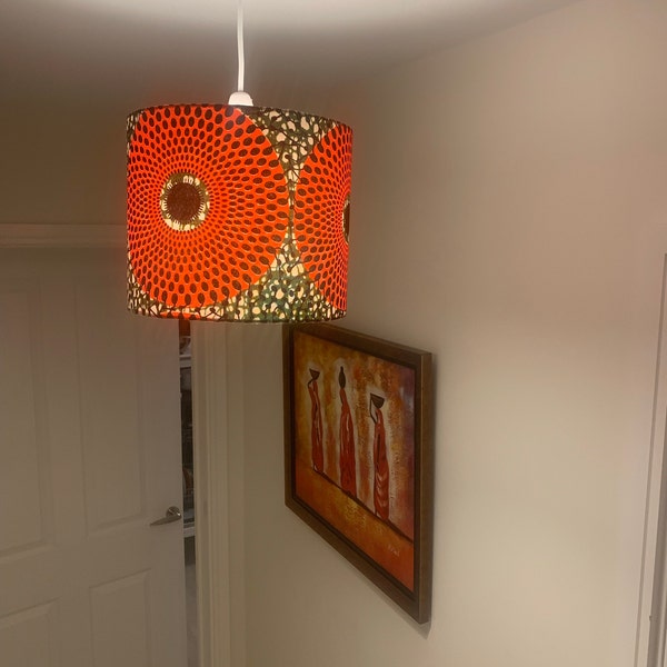 Afro Decor Drum Lampshade/ Wax Print Lamps Sunset Shade, African Print ...