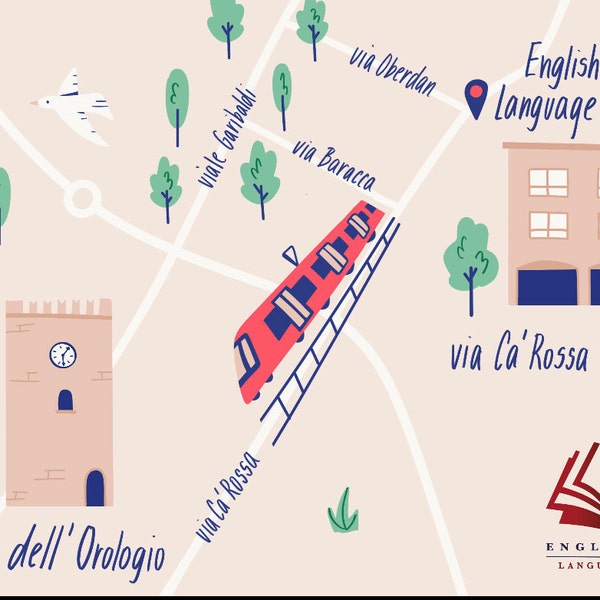 Custom Hand Illustrated Map of Any Place, Wedding, Event, Airbnb ...