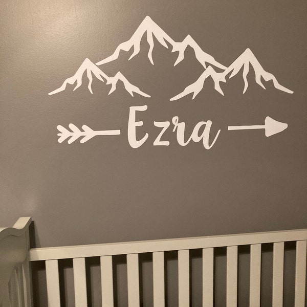 Mountain Boy Name Wall Decal Nursery Mountains Wall Decal Boy Nursery ...