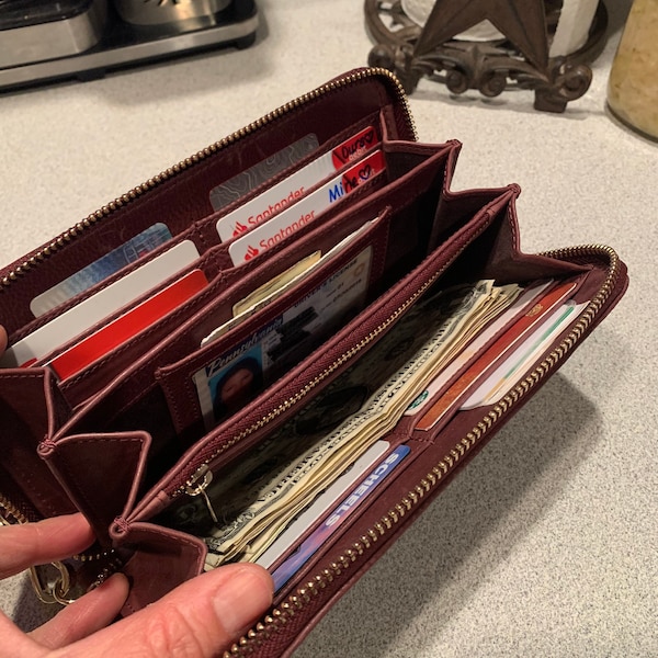 Leather Clutch Wallet for Women - Ziparound Wallet With a Wrist Strap ...
