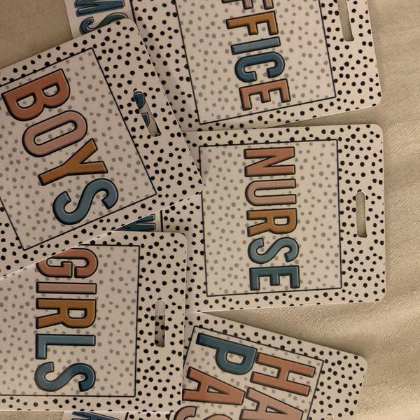 Boho Vibes Theme Classroom Hall Passes for Teachers, Personalized, Set ...