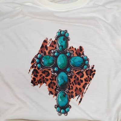 Turquoise Cross PNG Download Leopard Christian Sublimation - Etsy