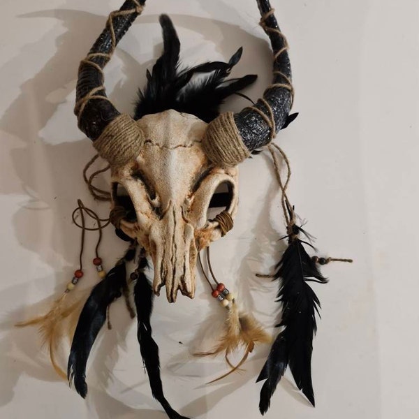 Ancestral Demon Horned Skull Mask | Faux Bone | Wendigo Shaman Witch ...