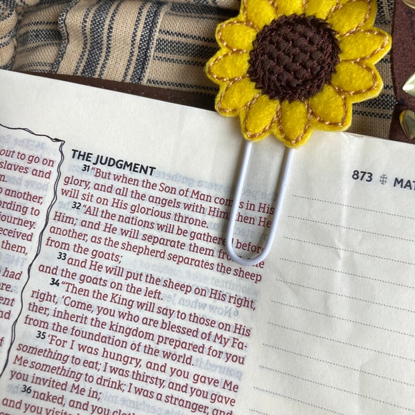 Sunflower Paper Clip-sunflower Planner Clip-planner Accessory ...