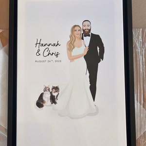 Wedding Guest Book Alternative Canvas Guest Book Illustration Cartoon ...