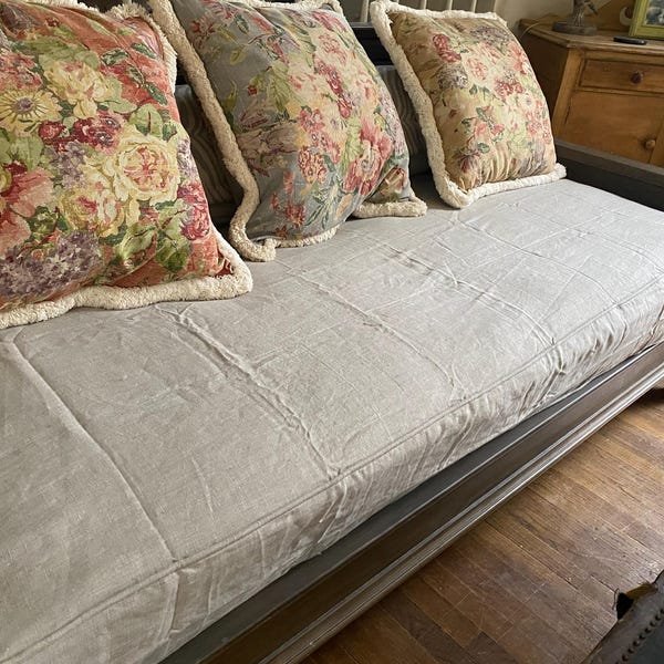 Daybed Cover Medium Weight 100% PURE Linen Mattress Cover Eco-friendly ...