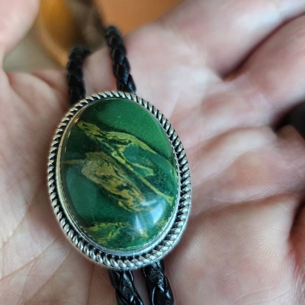 Green Forest Natural Jade Bola BOLO Tie - Wedding Necklace for Men ...