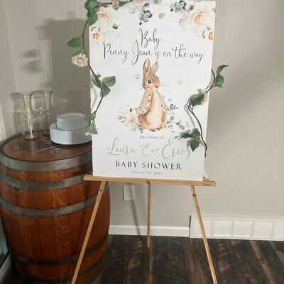 Peter Rabbit Gender Neutral Baby Shower Welcome Sign, Editable Baby ...