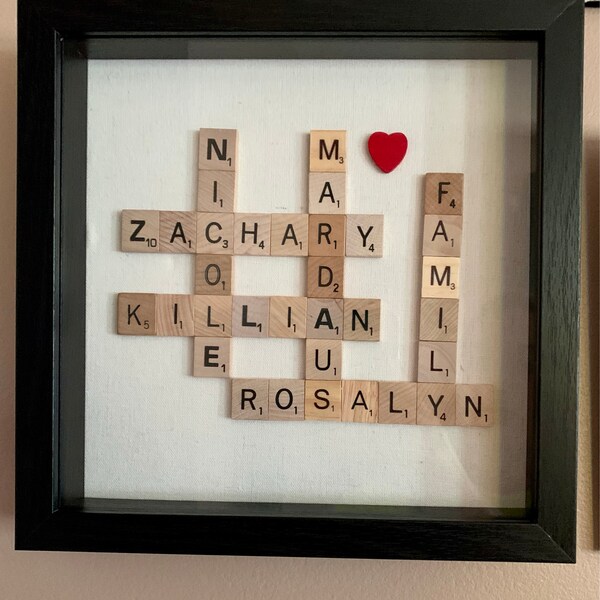 Scrabble Box Wooden Scrabble Tiles in Black Shadow Box - Etsy
