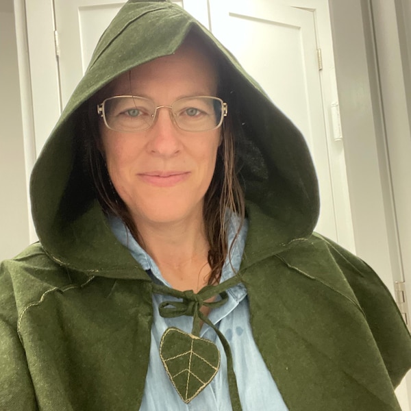 Hooded Leaf Cape - Renaissance Faire Capelet W/ Elven Woodland Style ...
