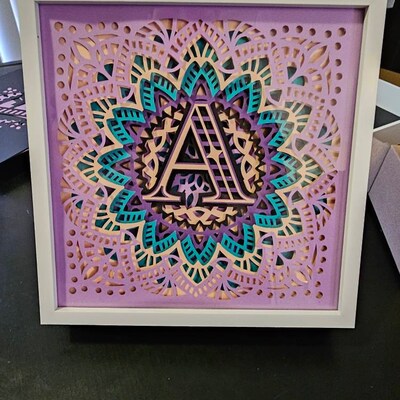 Monogram Mandala Papercut Layered Shadowbox Template, 3D SVG, DXF, PNG ...