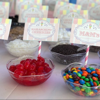 Printable Ice Cream Parlor Food Labels Food Tents Buffet Cards Sweet ...