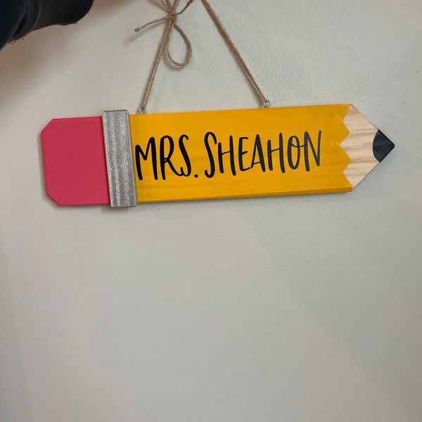 Pencil Teacher Classroom Sign Personalized Teacher Gift Classroom Sign ...