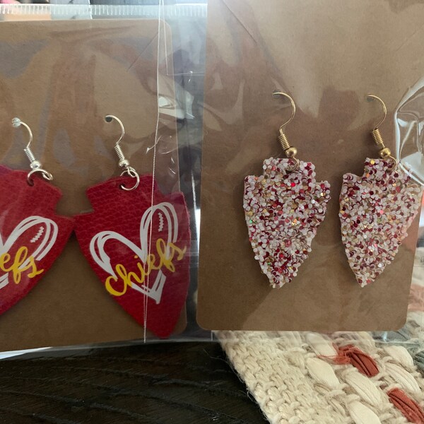 Kansas City Football Earrings | KC Football Genuine Leather Earrings ...