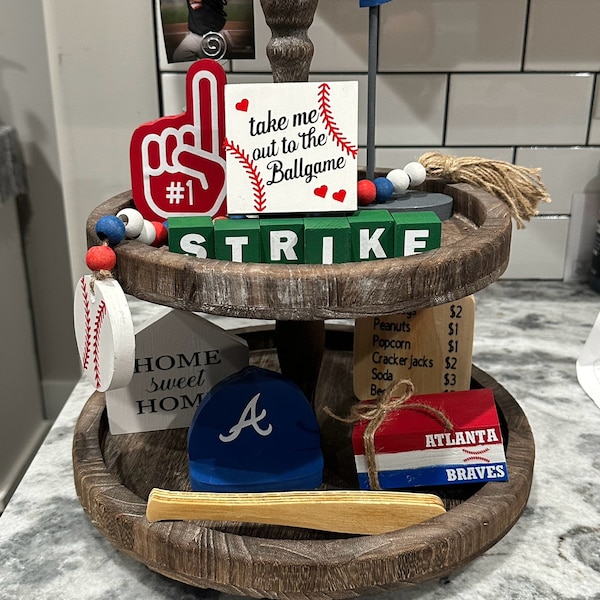 Baseball Tiered Tray Decor 10 Pc Set/ Baseball Shelf Sitter Decor/your ...