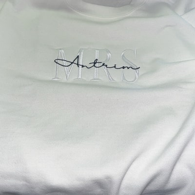 Custom Mrs. Embroidered Sweatshirt, Date on Sleeve, Hubby Wifey, Gift ...