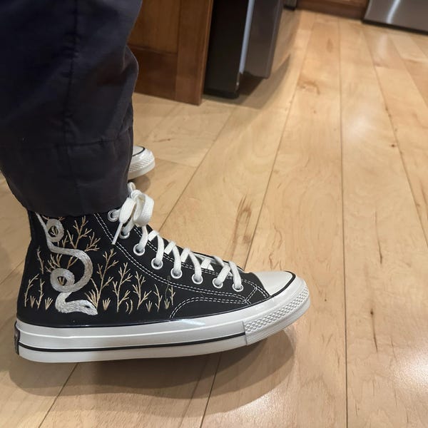 Custom Embroidered Converse High Tops: Snake Design - Etsy