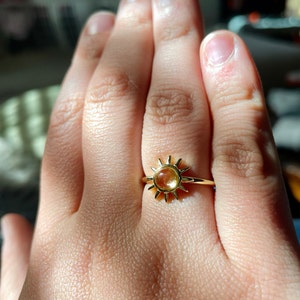 Sunshine Ring, Golden Citrine Sun Ring, November Birthstone, Dainty Sun ...