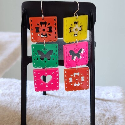 Leopard Print Genuine Leather & Wood Stud Earrings, Leather Semicircles ...